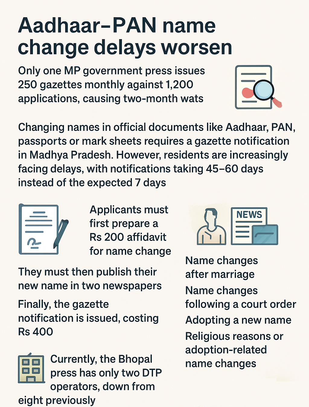 Aadhaar–PAN and mark-sheets name change delays baffle applicants: Only 1 MP govt press issues ...