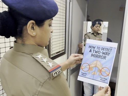 Surat police warn women about 2 way mirrors Finger test helps shoppers ...