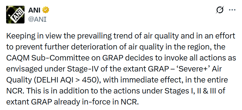 Delhi GRAP III: Construction Ban, Hybrid Classes as AQI Hits Severe
