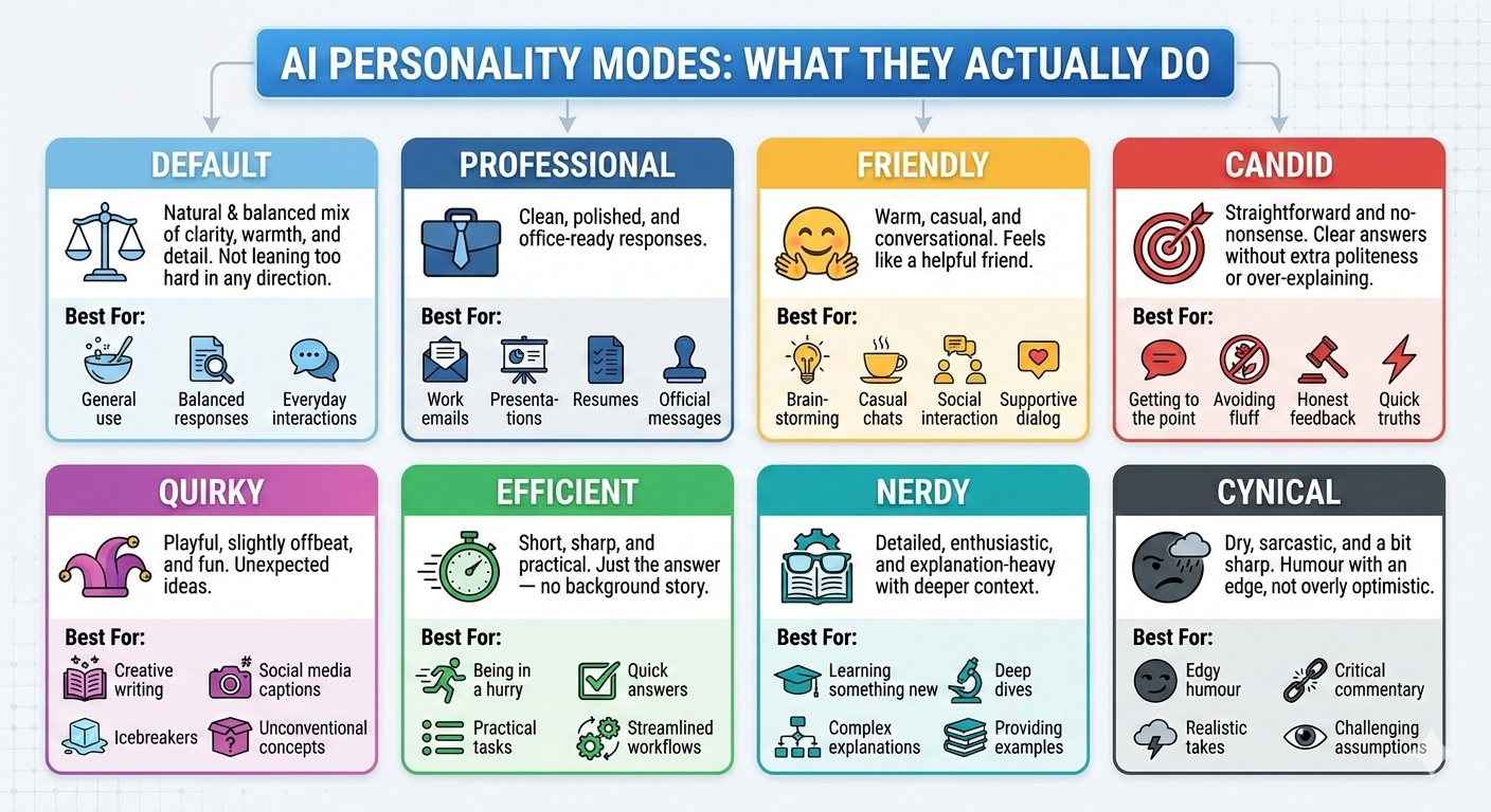 ChatGPT now offers eight built-in personality modes for responses