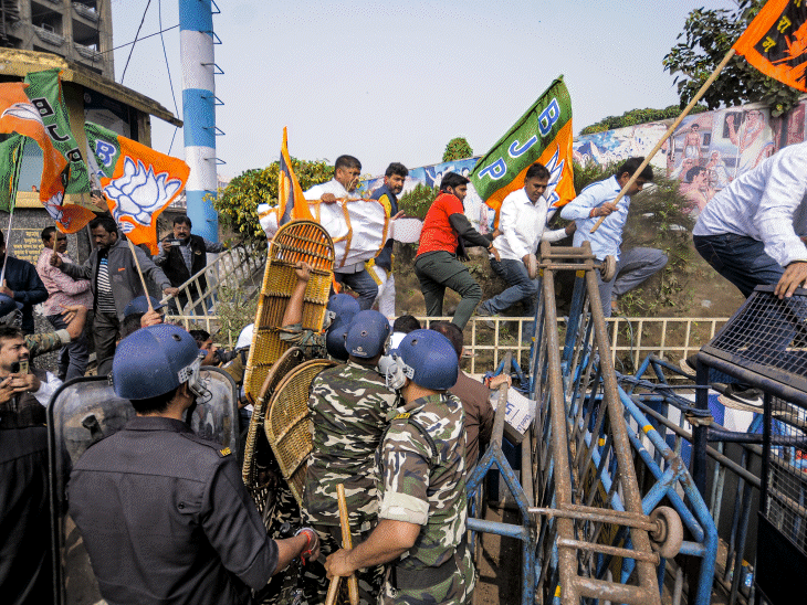 India Protests Anti-Hindu Violence in Bangladesh: BJP Clashes | Bhaskar ...
