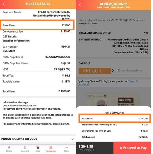 Indian Railway Fare Hike Reason; IRCTC Train Ticket Price List ...