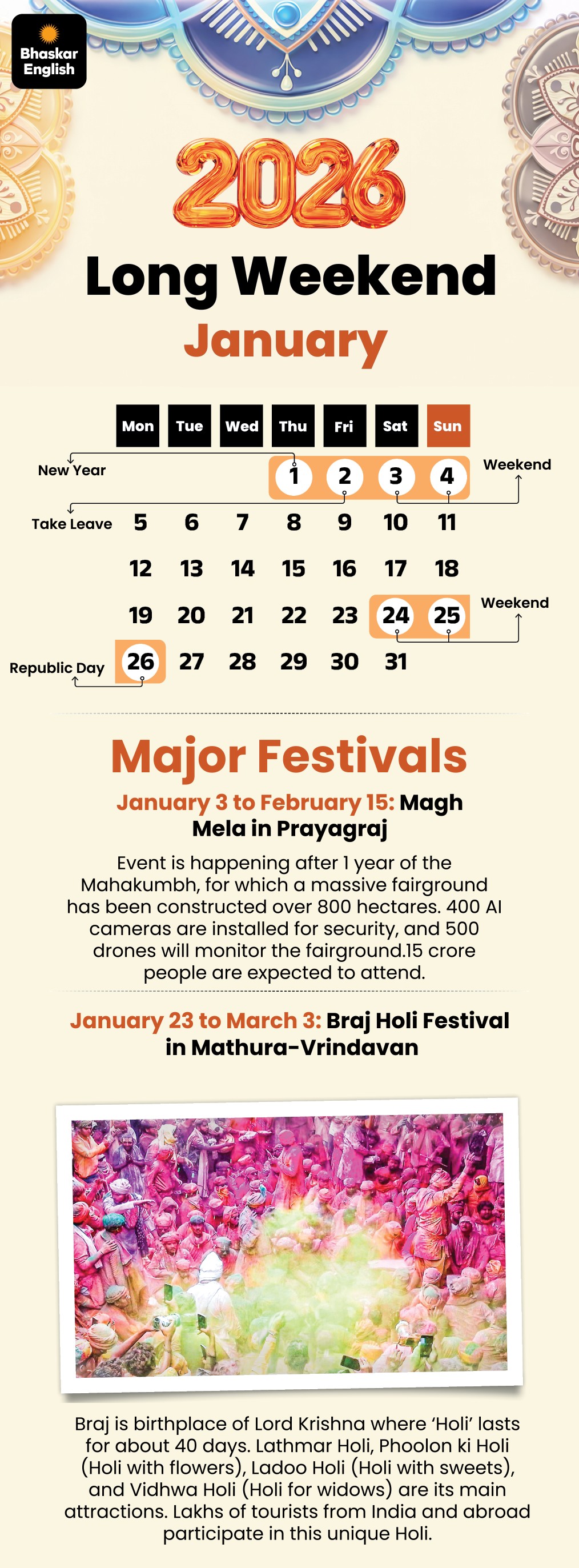 15 long weekends in 12 months next year; Total 50 days of holidays; see ...