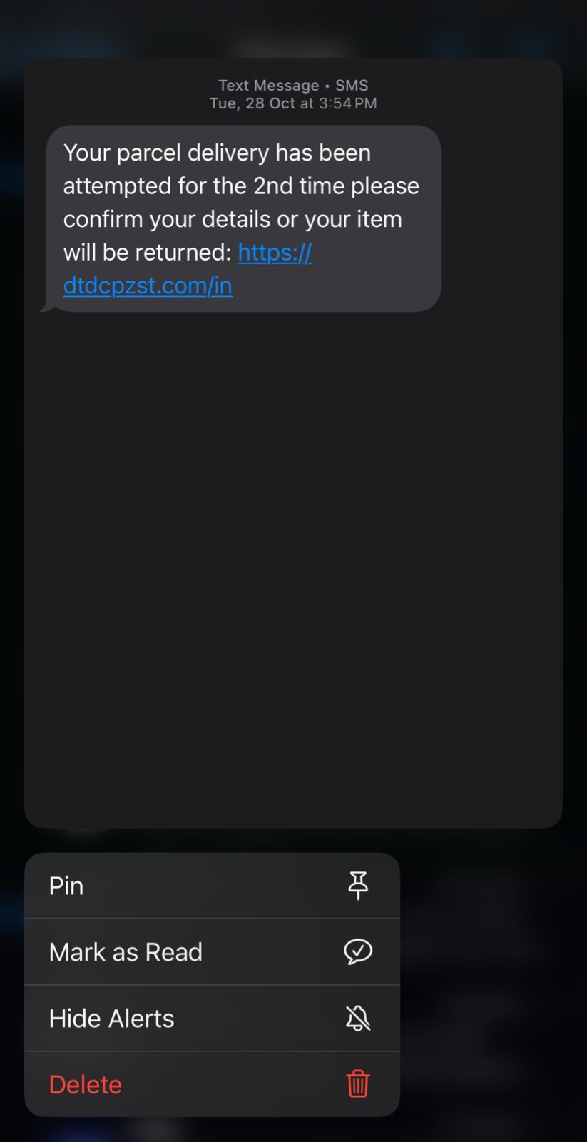 Received an unknown parcel delivery call or message?