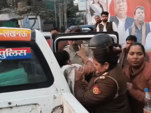 Agra woman protests near CM’s residence, alleges police misbehaviour ...