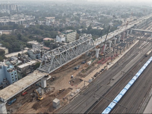 Bullet Train Steel Bridge Completed Over Ahmedabad Metro Tunnel