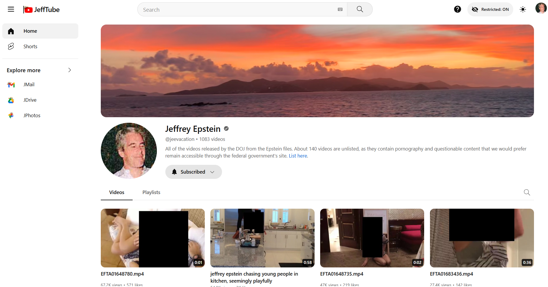 JeffTube: YouTube-Style Platform Accesses Epstein Case Videos