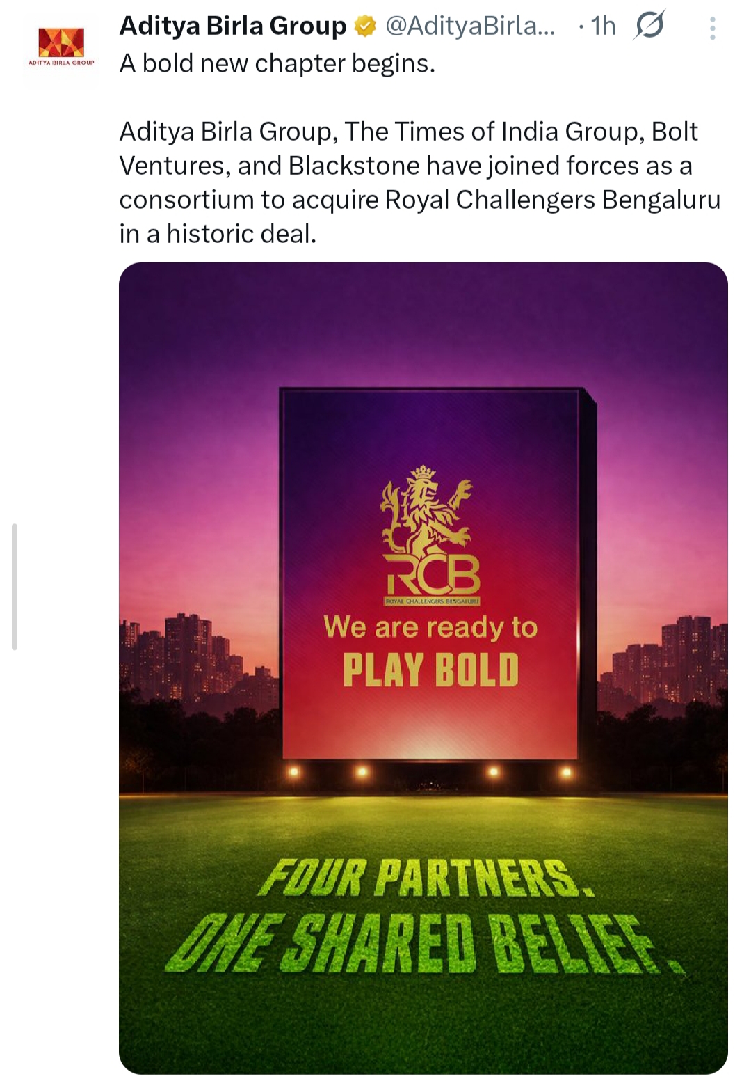 RCB sold for ₹16,706 crore ahead of IPL 2026: Birla and TOI-led ...