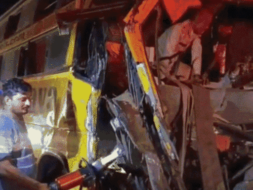 Himmatnagar Bus Crash: Driver Trapped, 15 Injured | NH48 Accident
