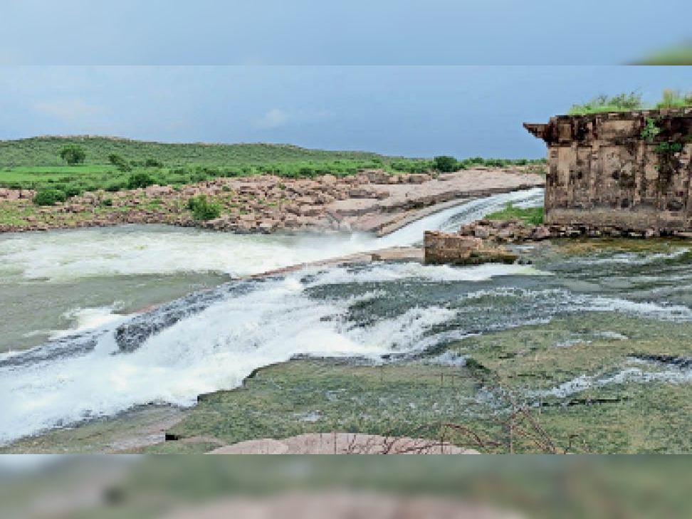 When the water increased in Sindh river, the waterfall of Dhumeshwar ...