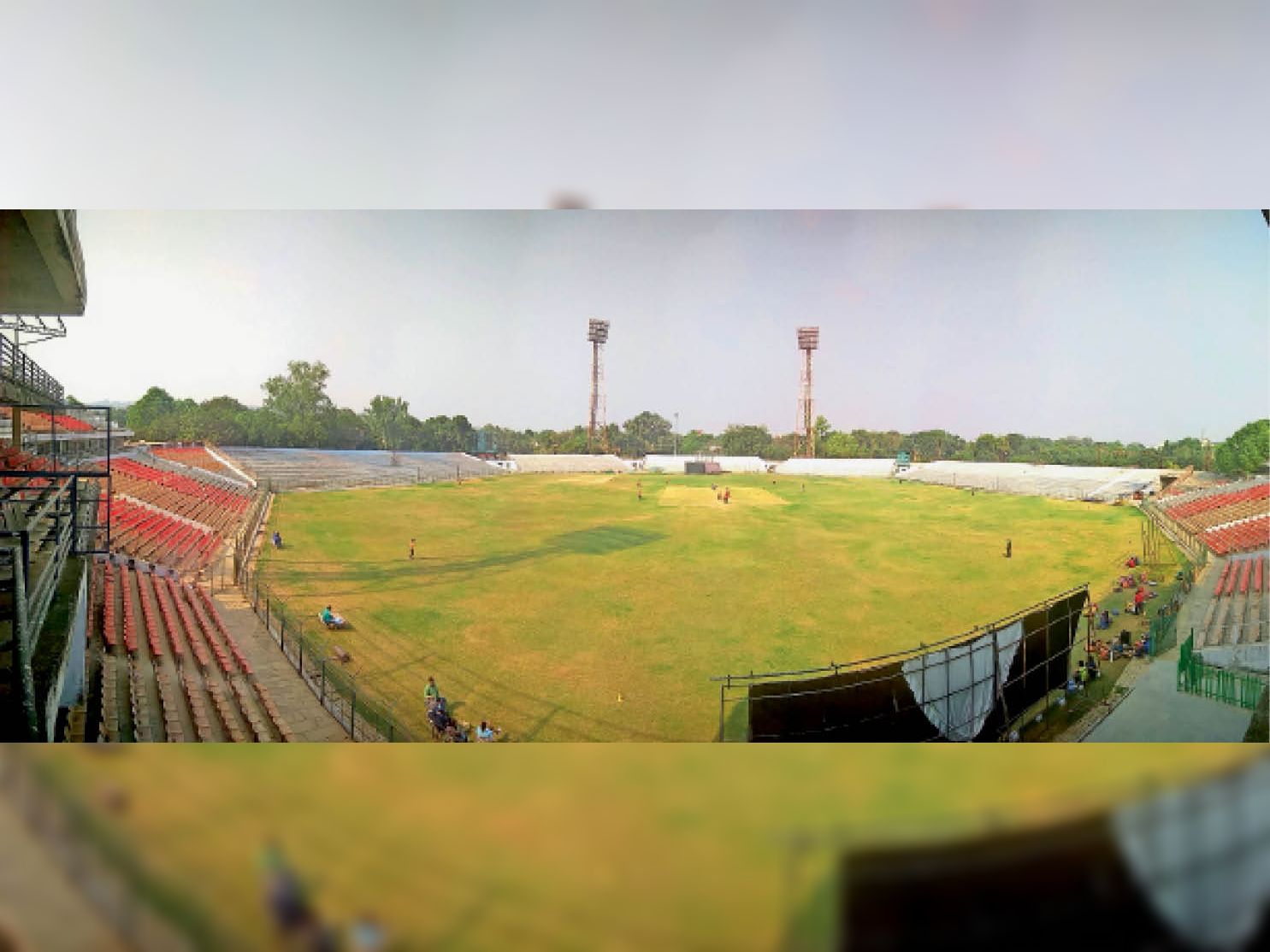 Grass cutting and wicket dressing at Captain Roop Singh Stadium, now ...