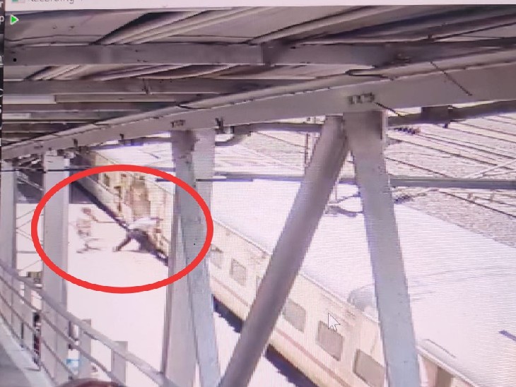 While boarding the moving train, the foot of the disabled passenger ...