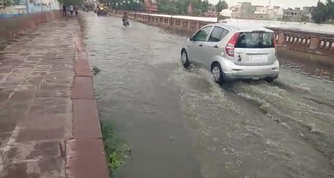 After the rain in Bikaner, the weather was pleasant, water filled the ...