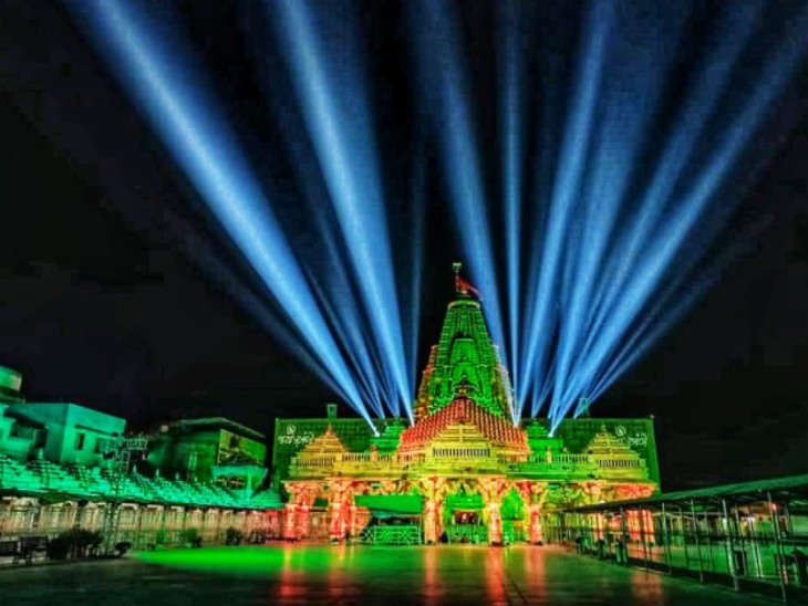 1200 years old Ambaji temple decorated with laser lighters for 9 days ...