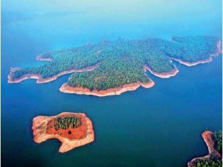 The largest Sarai island of Indira Sagar Reservoir; Forest Minister ...