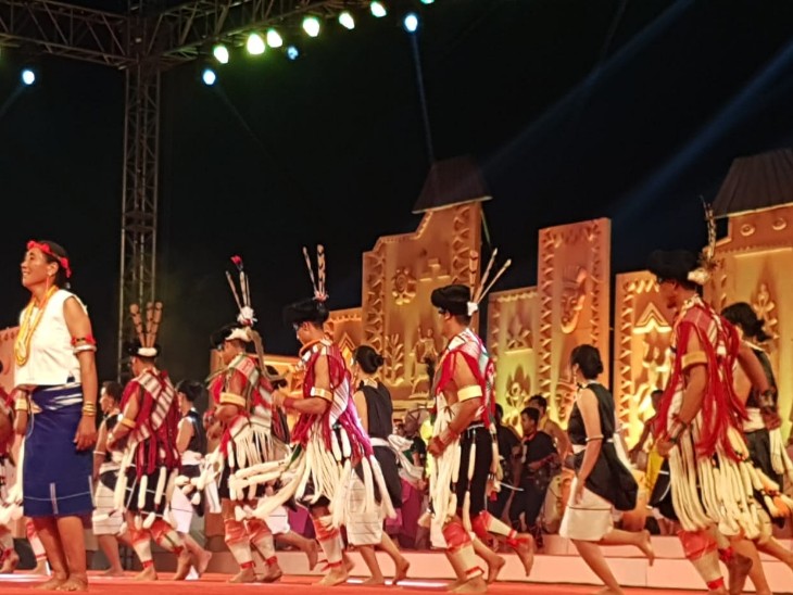 Girls performed Bihu dance, Wangla, a folk dance of Meghalaya, was also ...