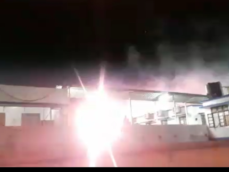 The flames erupted with the explosion near the lift at the railway ...