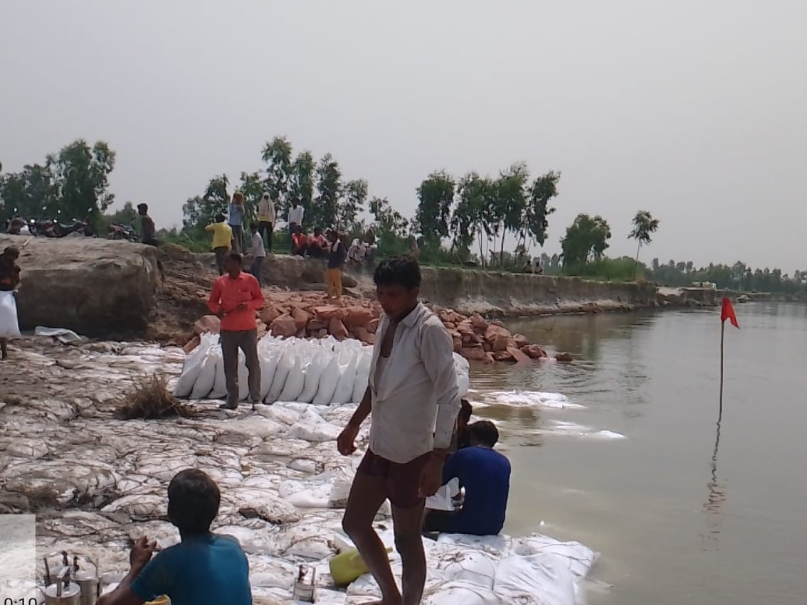 The construction of stumbling blocks is being done near the village ...