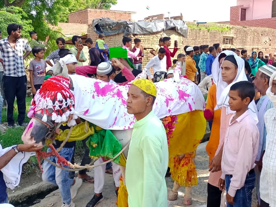Tazia procession taken out on Muharram in Bidhuna Tricolour-decorated ...