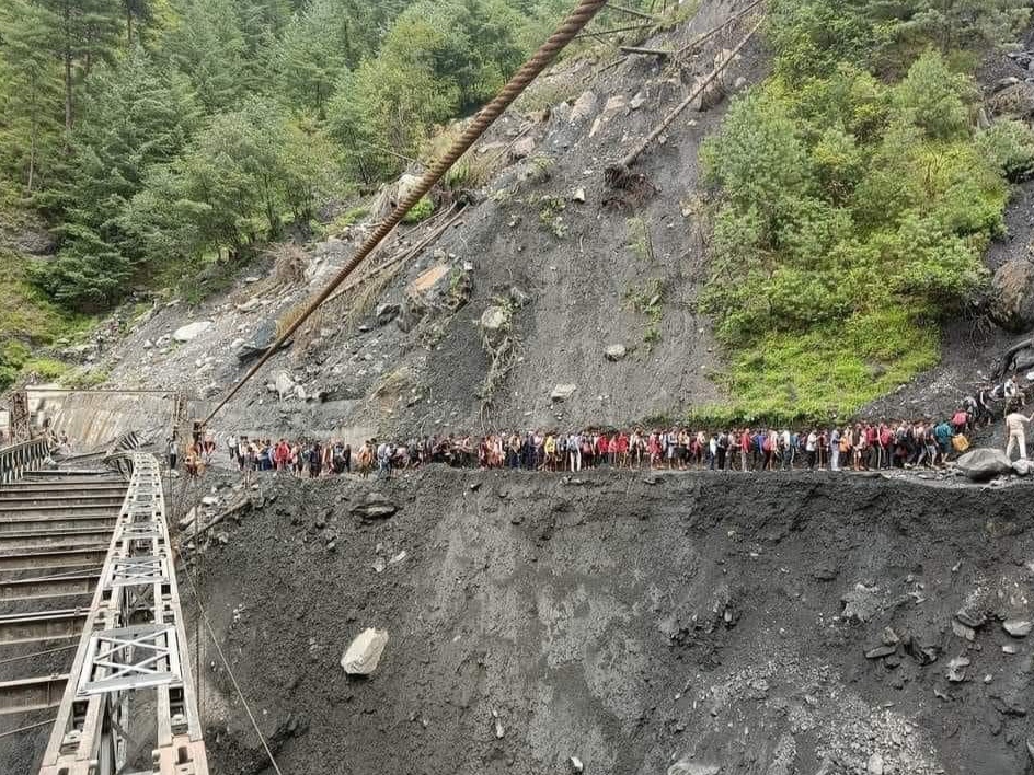 Landslide caused by rain at places in Chamba, Chanju-Nakarod road ...
