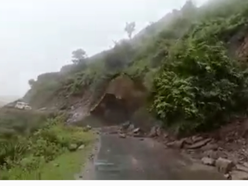 Landslide caused by rain at places in Chamba, Chanju-Nakarod road ...