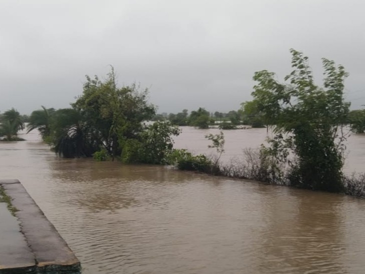 Rain filled the low-lying settlements, Dhasan, Bina, Sunar river ...