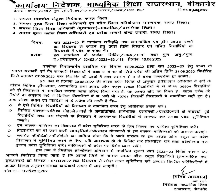 77 thousand government school children Drop out in Rajasthan, 40 ...