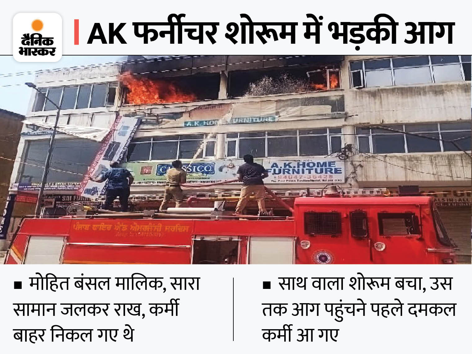 Major fire in furniture market Baltana news | बलटाना में फर्नीचर शोरूम ...