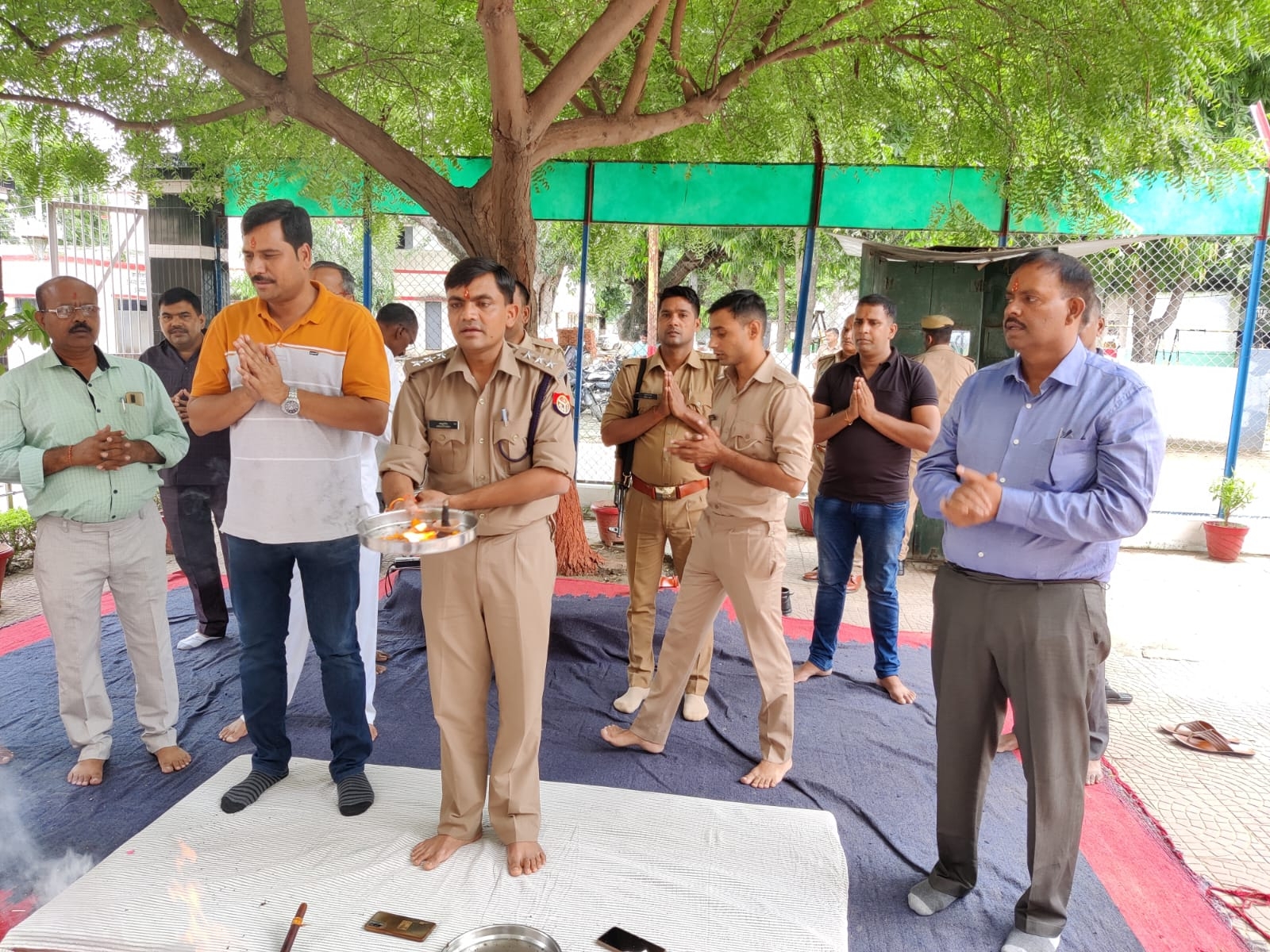 Worship done in factories by performing Havan, Aarti performed in the ...