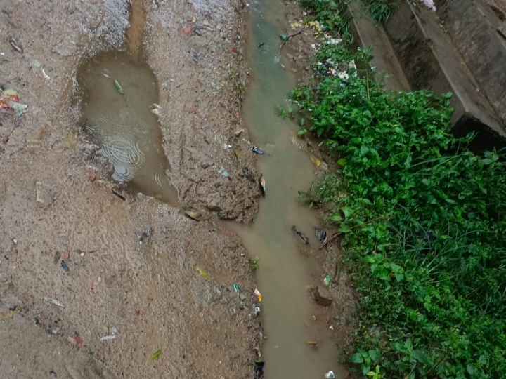 Dirt piled up in Dum Gada village, dirty water filled on the road due ...