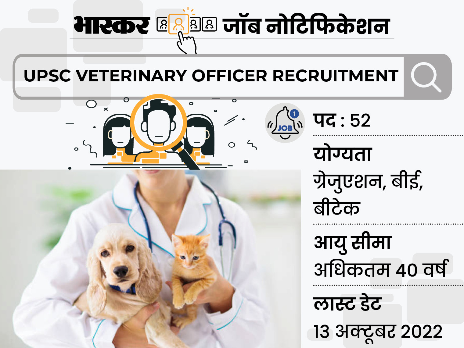 Union Public Service Commission Recruitment for Veterinary Officer and ...