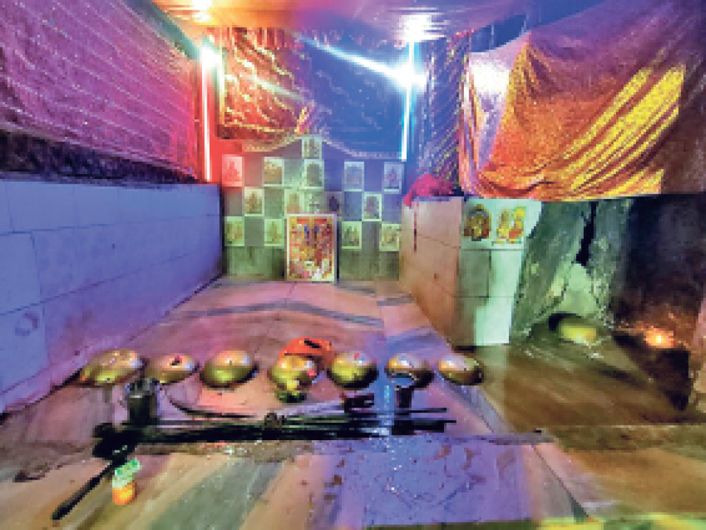 Here the male and female sit in the midst of two peepals in the form of ...