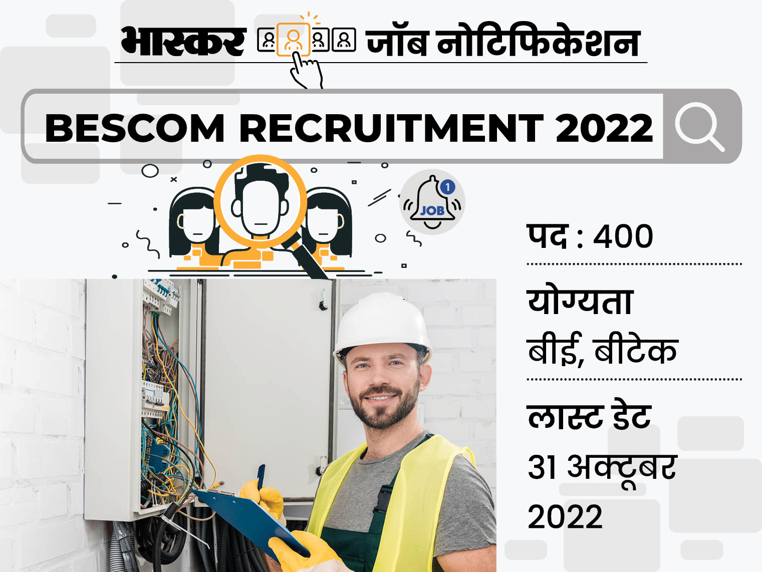 Bangalore Electricity Supply Company Limited Recruitment for 400 posts ...