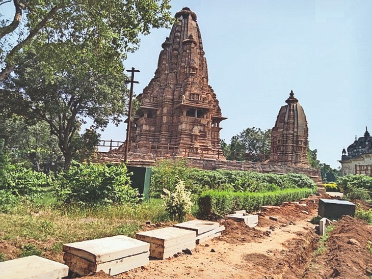 The construction of the path-way from the stone from which the Chandel ...