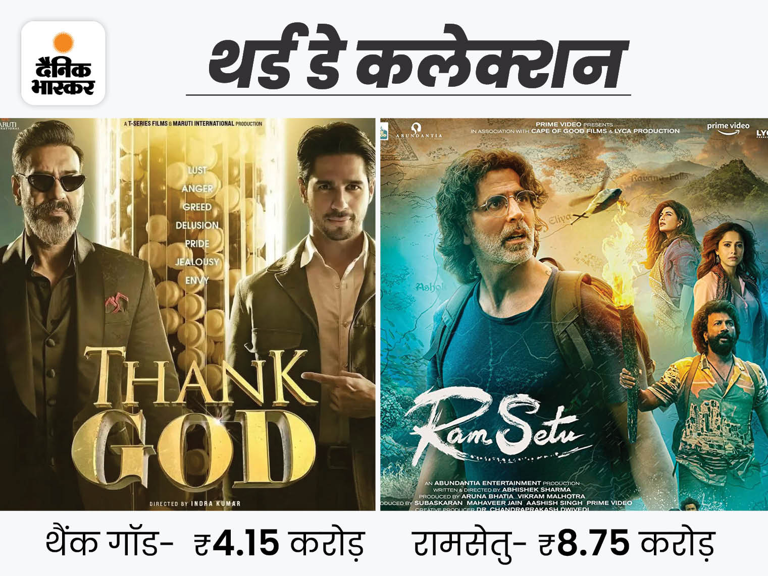 Thank God Vs Ram Setu Box Office Collection Comparison; Akshay Kumar Ajay Devgn | तीसरे दिन भी ...
