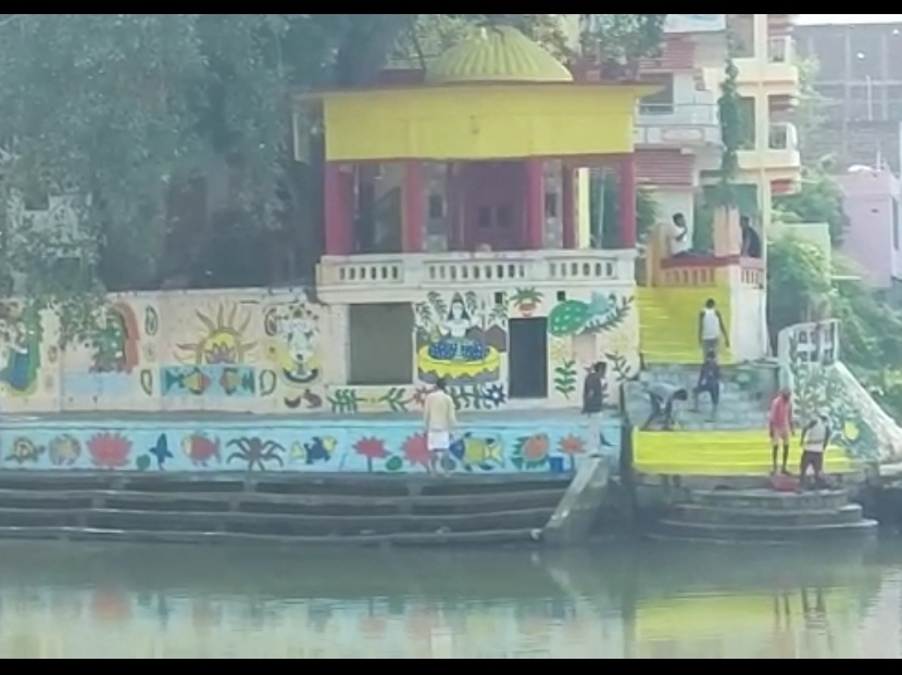 The walls of the Sun Temple complex decorated with Madhubani paintings ...