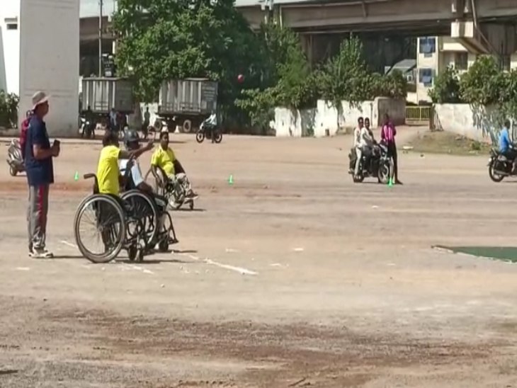 State Level Divyang Wheel Chair Cricket Competition, the players ...