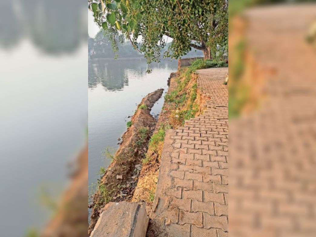 Johad's wall has fallen for two years, demand to be built soon | नाहड़ ...