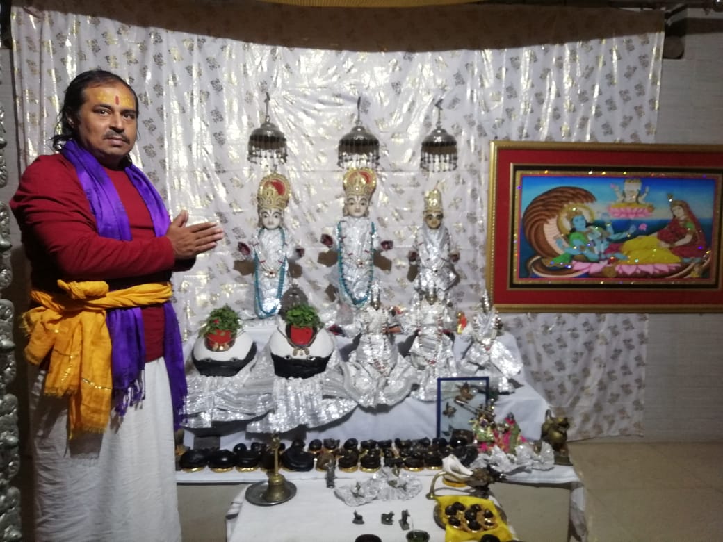 The temple of Savaman Shaligram is located in Vrindavan, Mathura, on ...