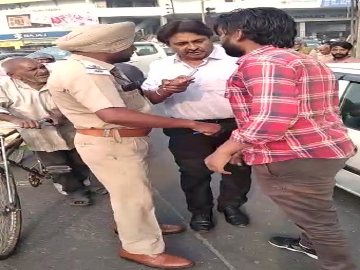 Young boy Manhandling with Traffic Police Officer On Sticker Challan ...