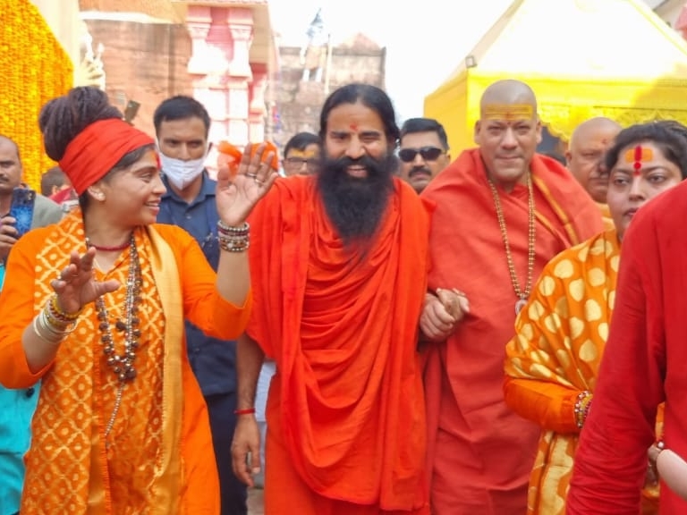 Baba Ramdev in rohtas pilot baba ashram; inauguration of shivling ...