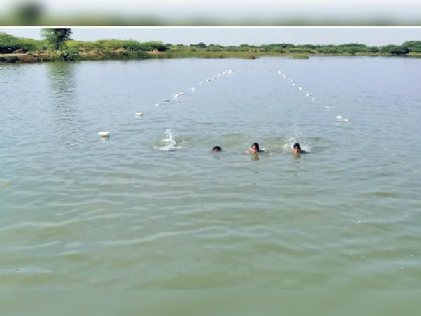 There is no swimming pool, district level swimming started in 7 feet ...