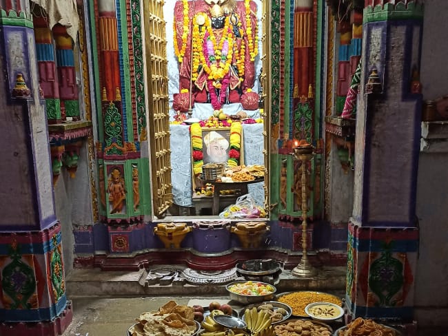 The tableau of Chappan Bhog decorated in the temple, Swami ...