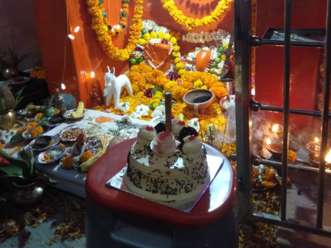 Devotees celebrated Bhairav Baba's birthday by cutting cake | धूमधाम से ...