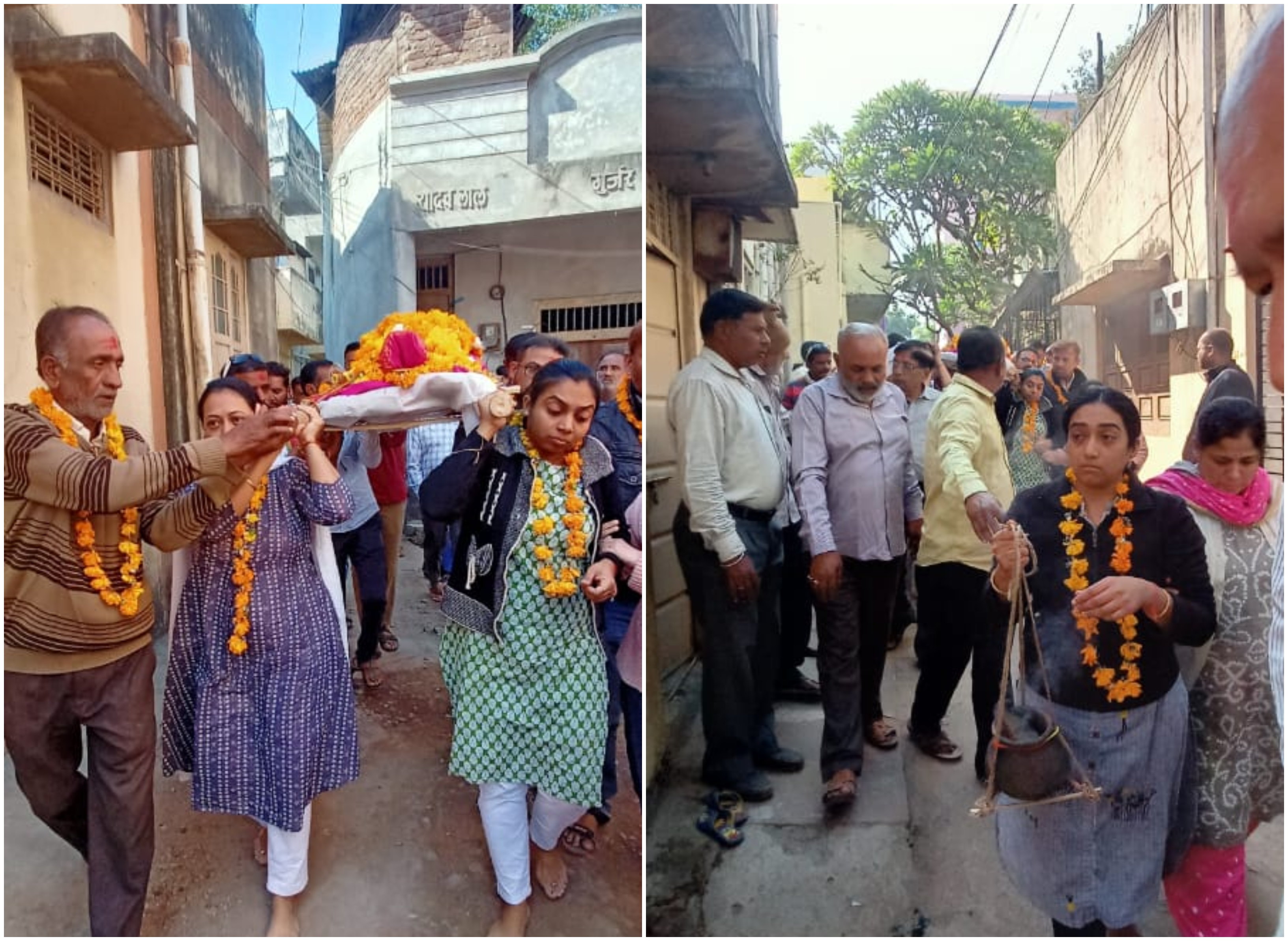 Funeral rites performed with cow dung and cow's ghee, camphor instead ...