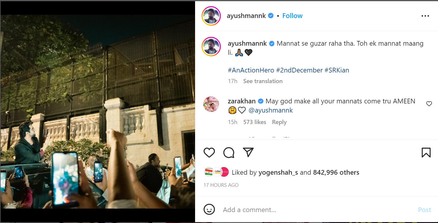 ayushmaan khuruna visits mannat, Fans got excited when she posed in the ...