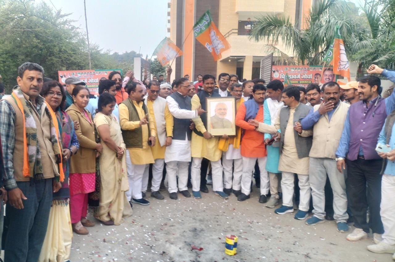 Fireworks in Prayagraj on BJP's victory in Gujarat BJP workers ...
