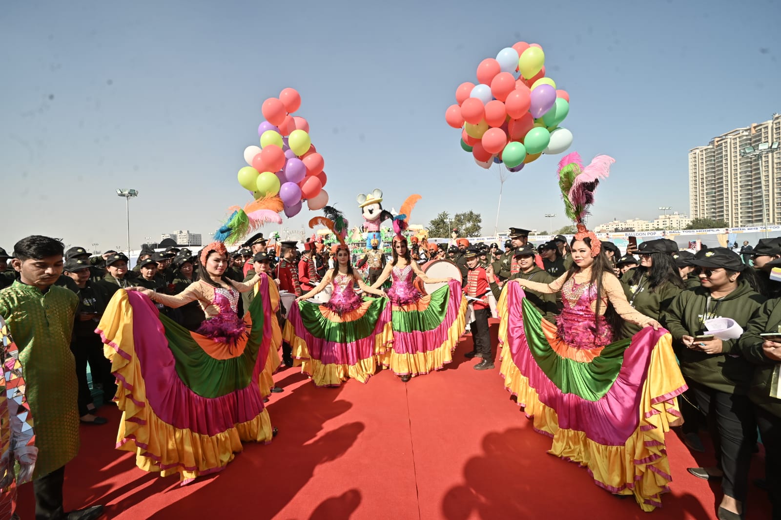 Various physical activities like zorbing ball, rock climbing, boating ...