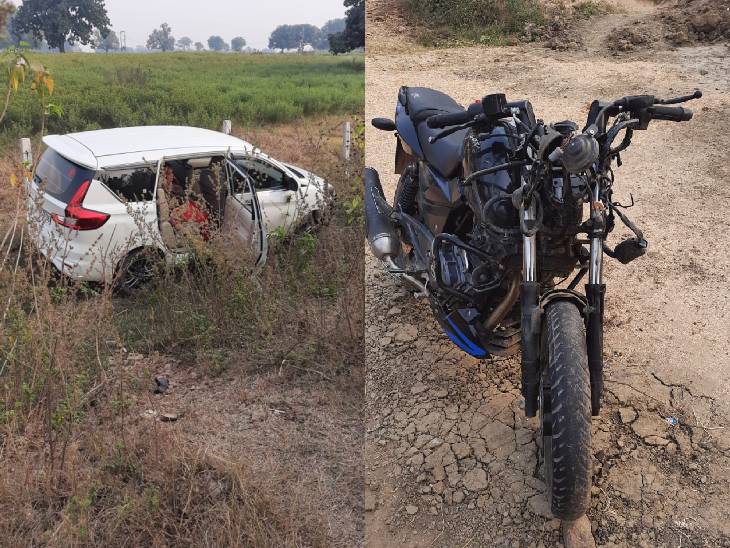 Truck collided with bike rider in Rewa, car coming from behind crushed him, death | बाइक सवार ...