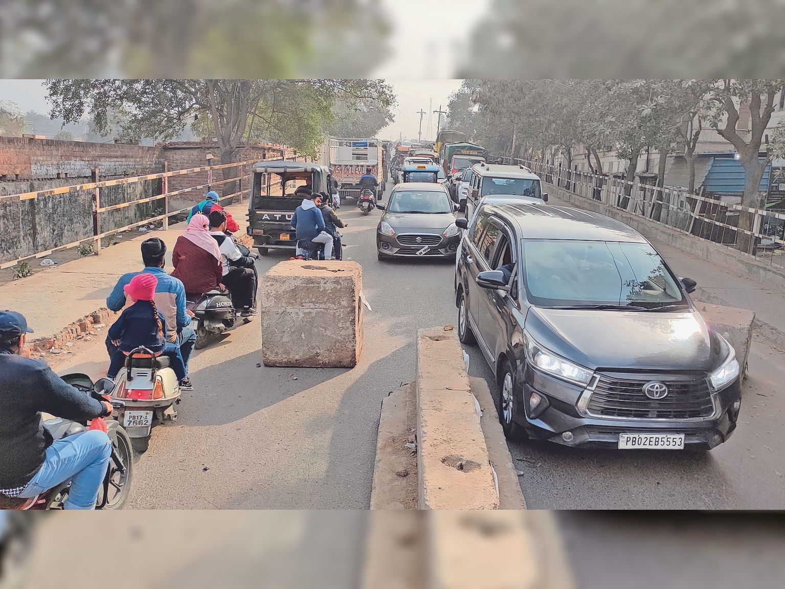 Cemented blocks placed on Rigo Bridge to stop four wheelers, but cars ...